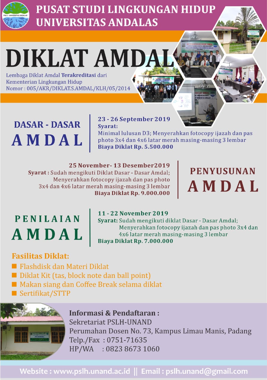 Jadwal Diklat AMDAL - Document Repository Universitas Andalas